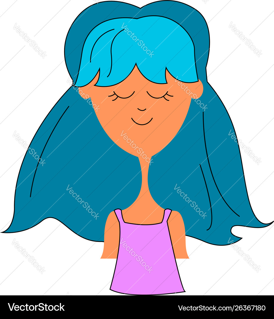 Blue haired girl on white background Royalty Free Vector