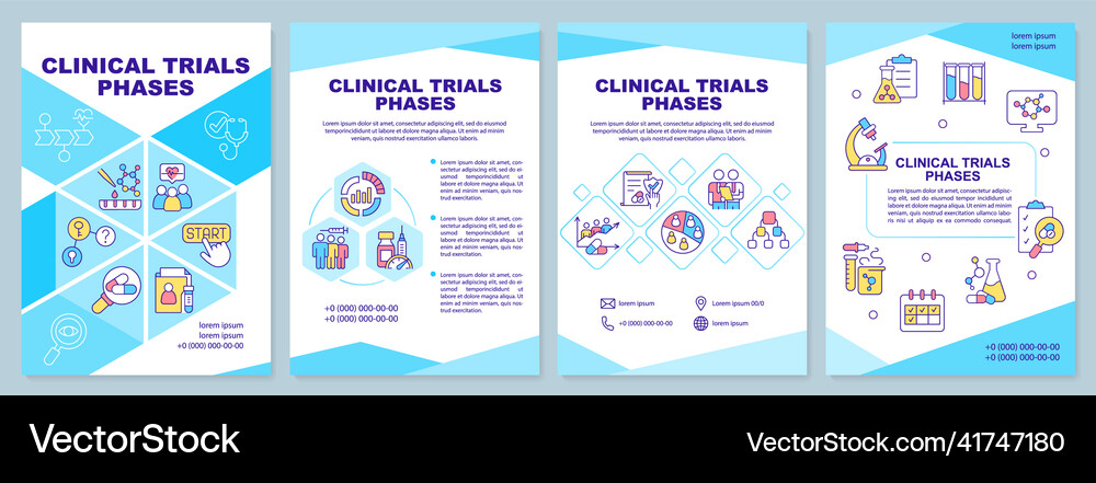 Clinical trials phases blue brochure template Vector Image