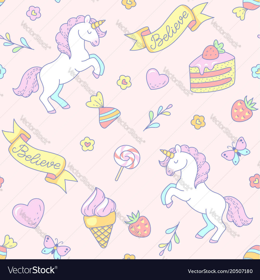 Cute unicorns pattern Royalty Free Vector Image