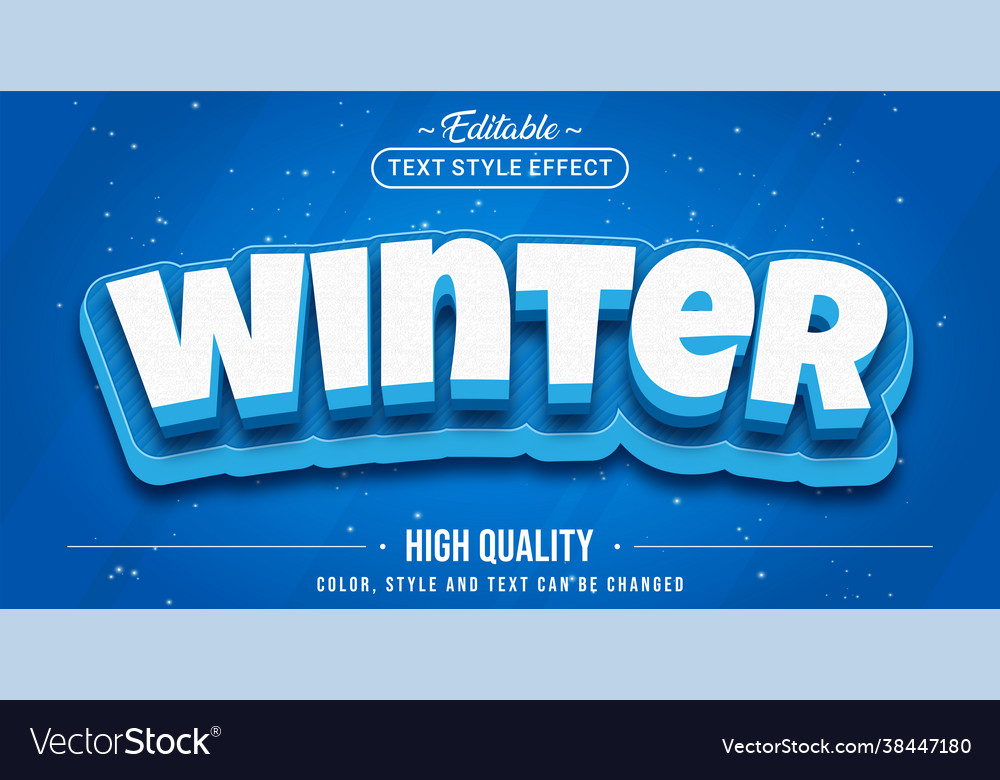 Editable text style effect - winter Royalty Free Vector