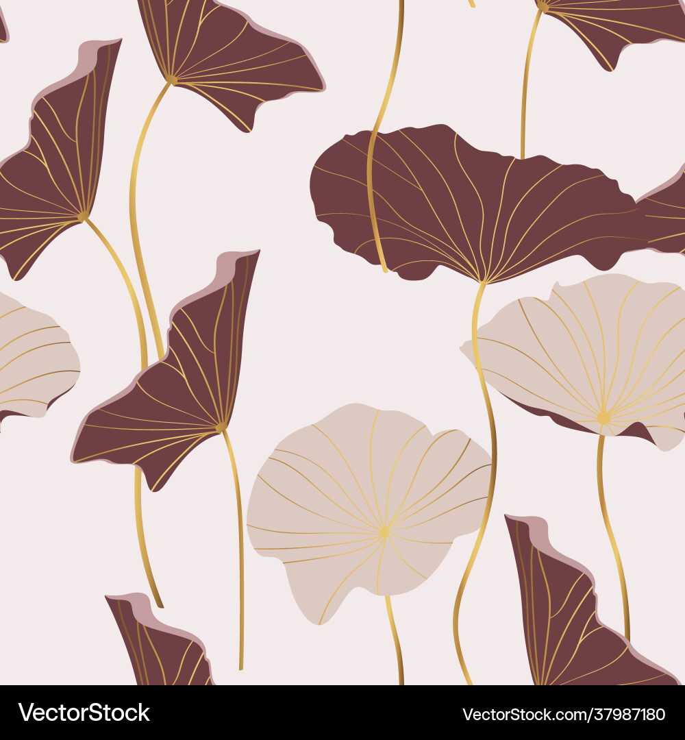 Golden brown abstract lotus leaves pattern Vector Image
