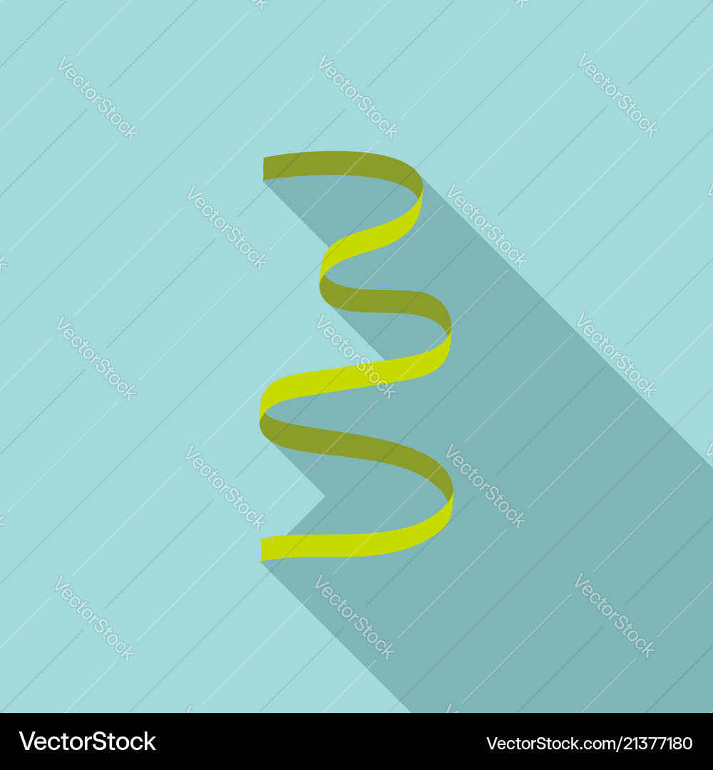 Green curly ribbon icon flat style Royalty Free Vector Image
