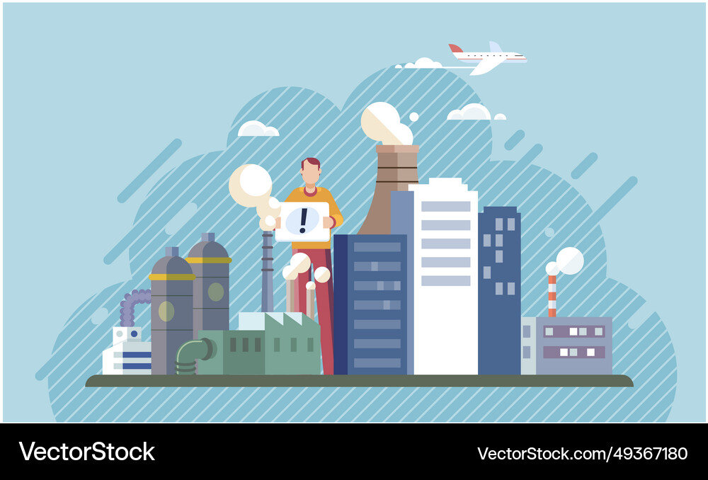 Industrial pollution factory emitting Royalty Free Vector