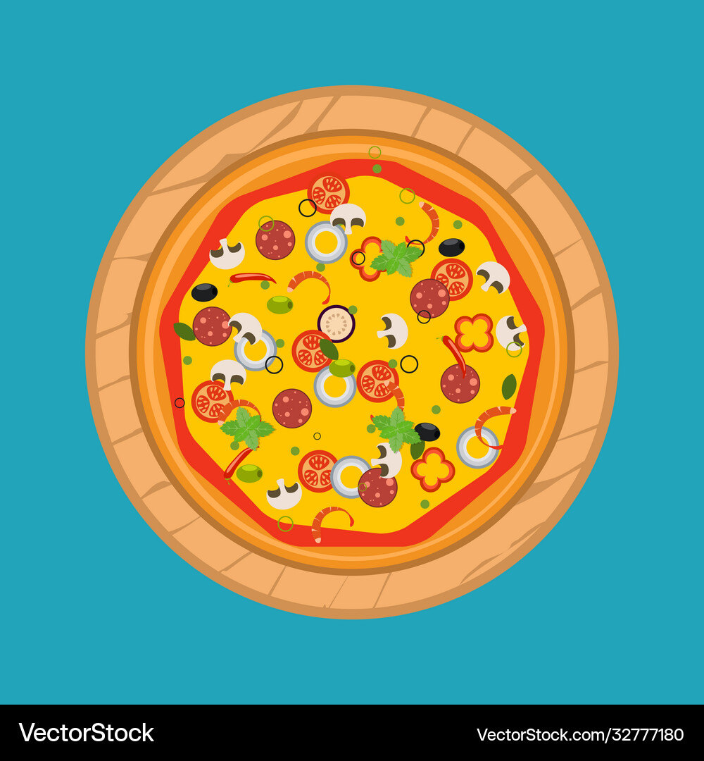 Isolated pizza traditional ingredients Royalty Free Vector