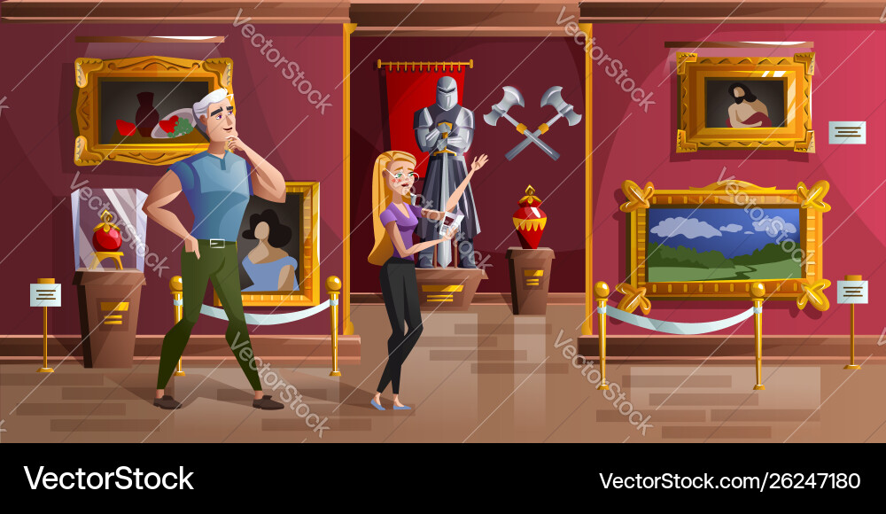 Museum exhibition room cartoon Royalty Free Vector Image