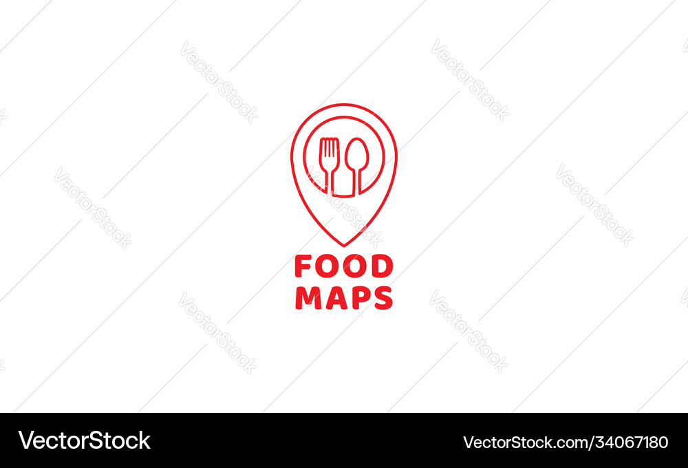 Pin maps location with fork and spoon food Vector Image