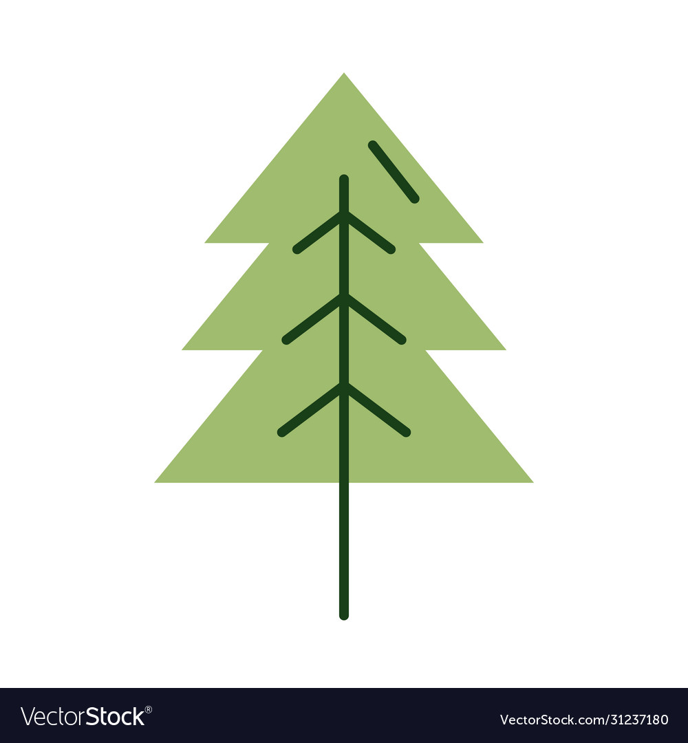 Pine tree flat style icon Royalty Free Vector Image