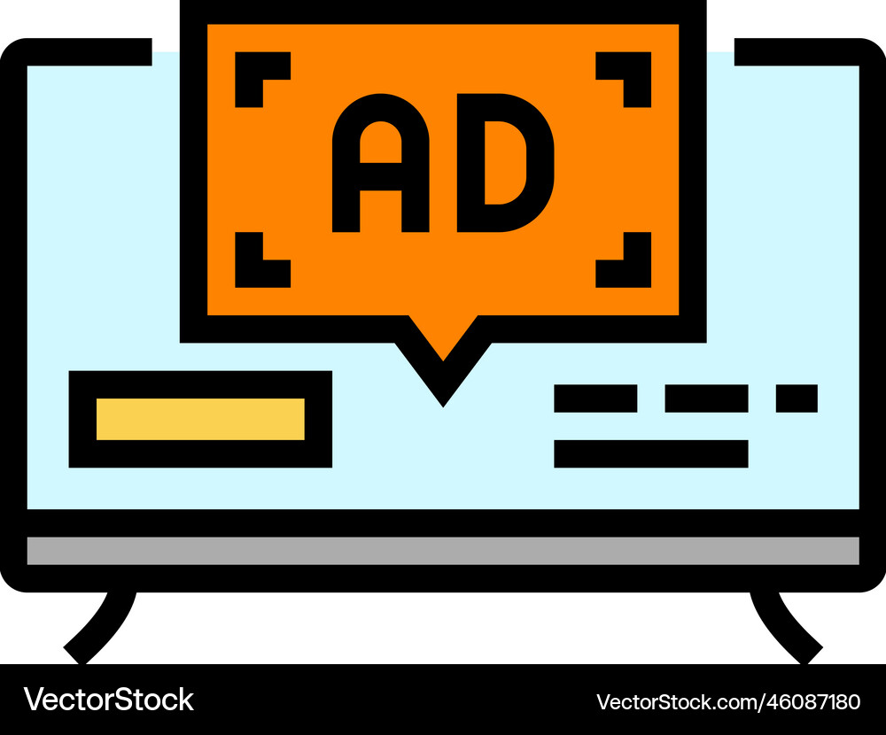Television advertising color icon Royalty Free Vector Image