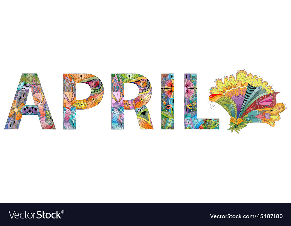 Word april entangle object for decoration Vector Image