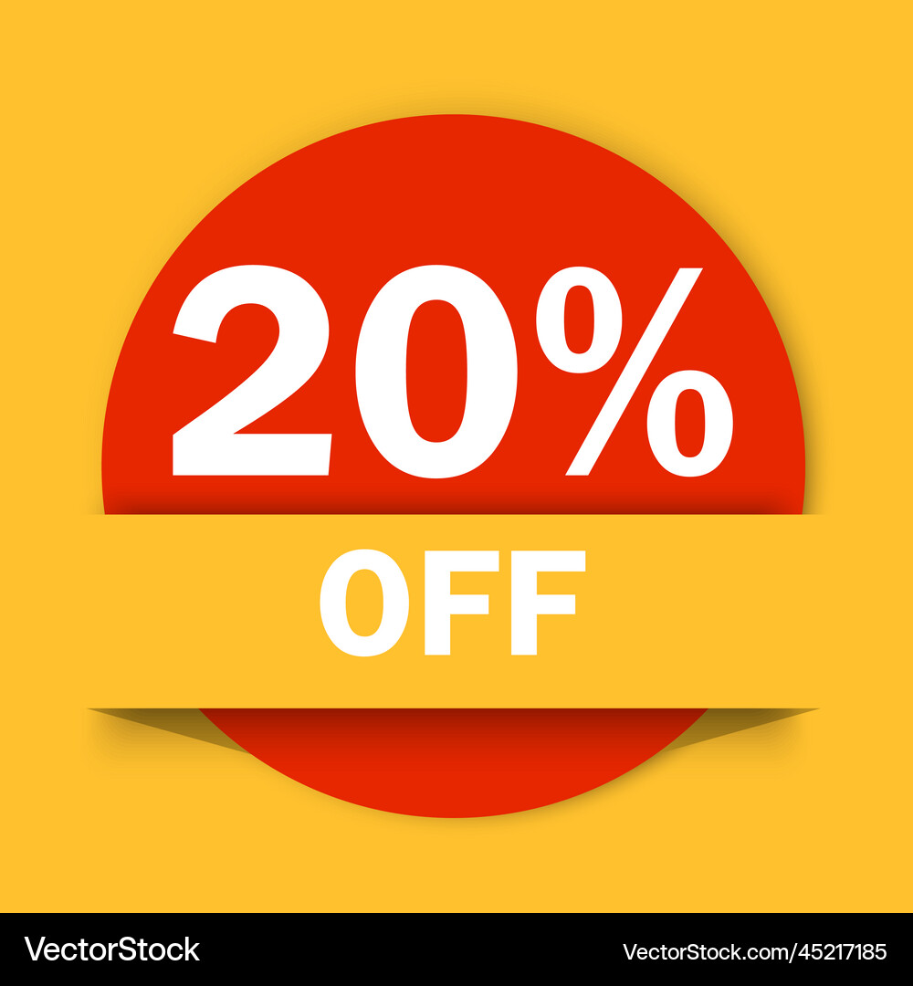 20 percent off twenty discount Royalty Free Vector Image