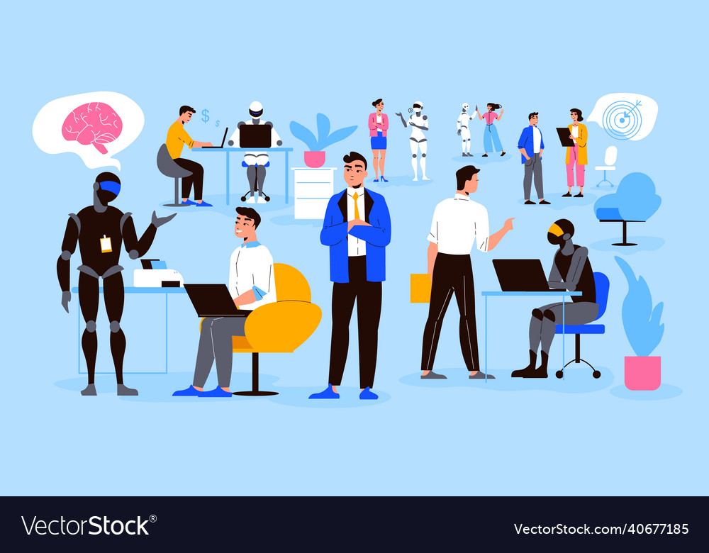 Artificial intelligence horizontal set Royalty Free Vector