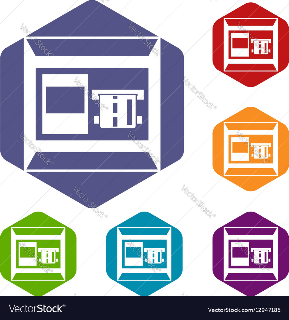 Atm icons set Royalty Free Vector Image - VectorStock