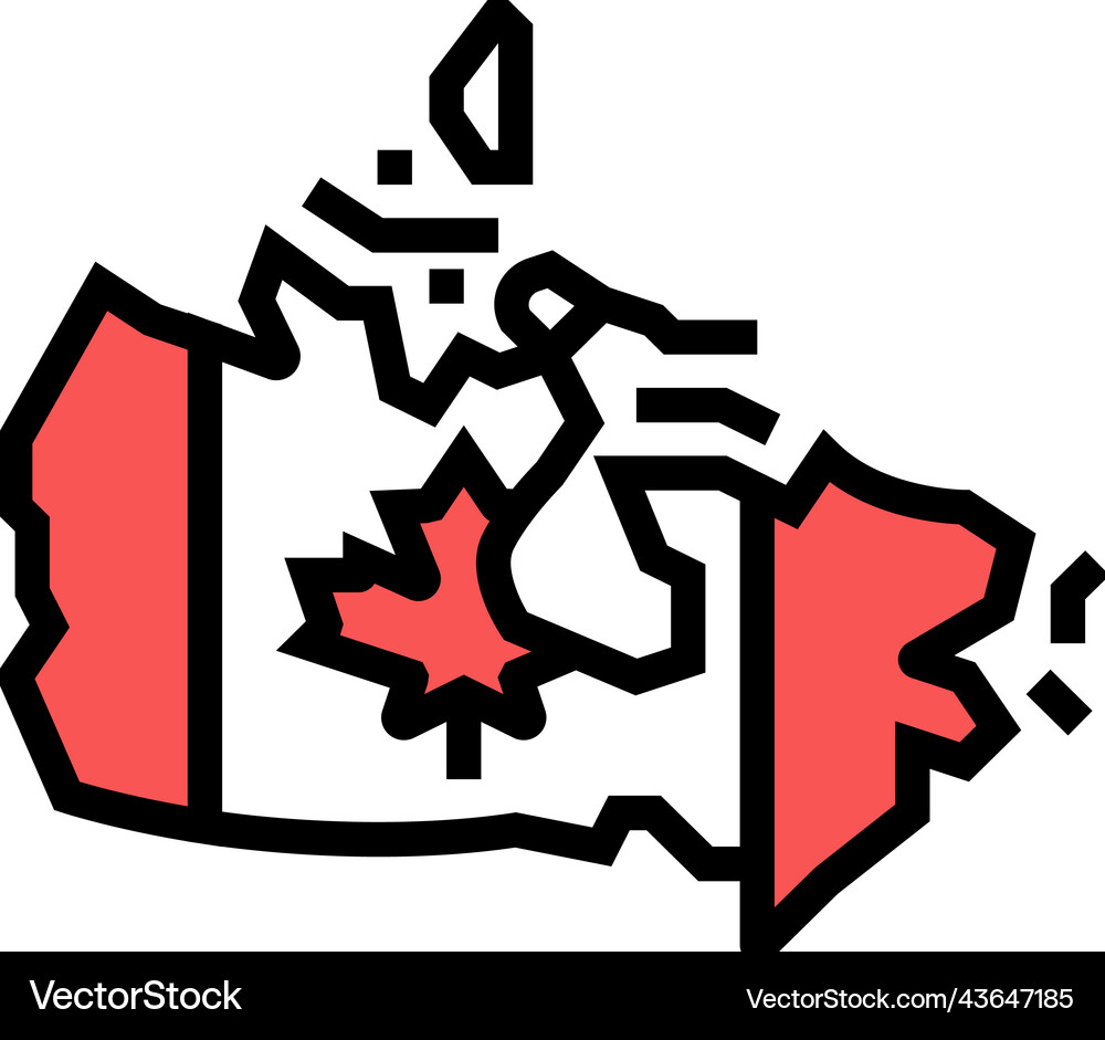 Canada country map flag color icon Royalty Free Vector Image