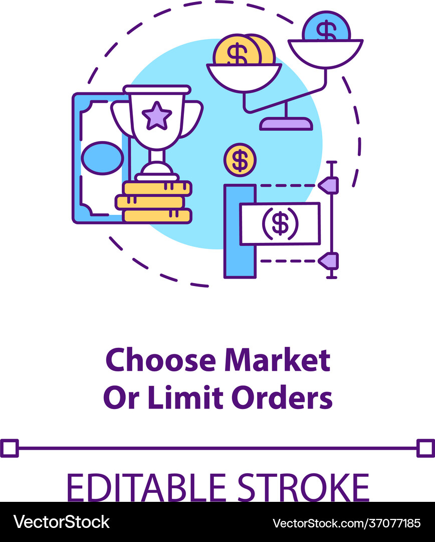 Choosing market and limit orders concept icon Vector Image