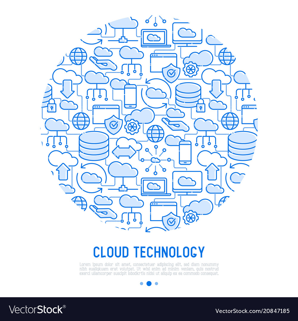 Cloud computing technology concept in circle Vector Image