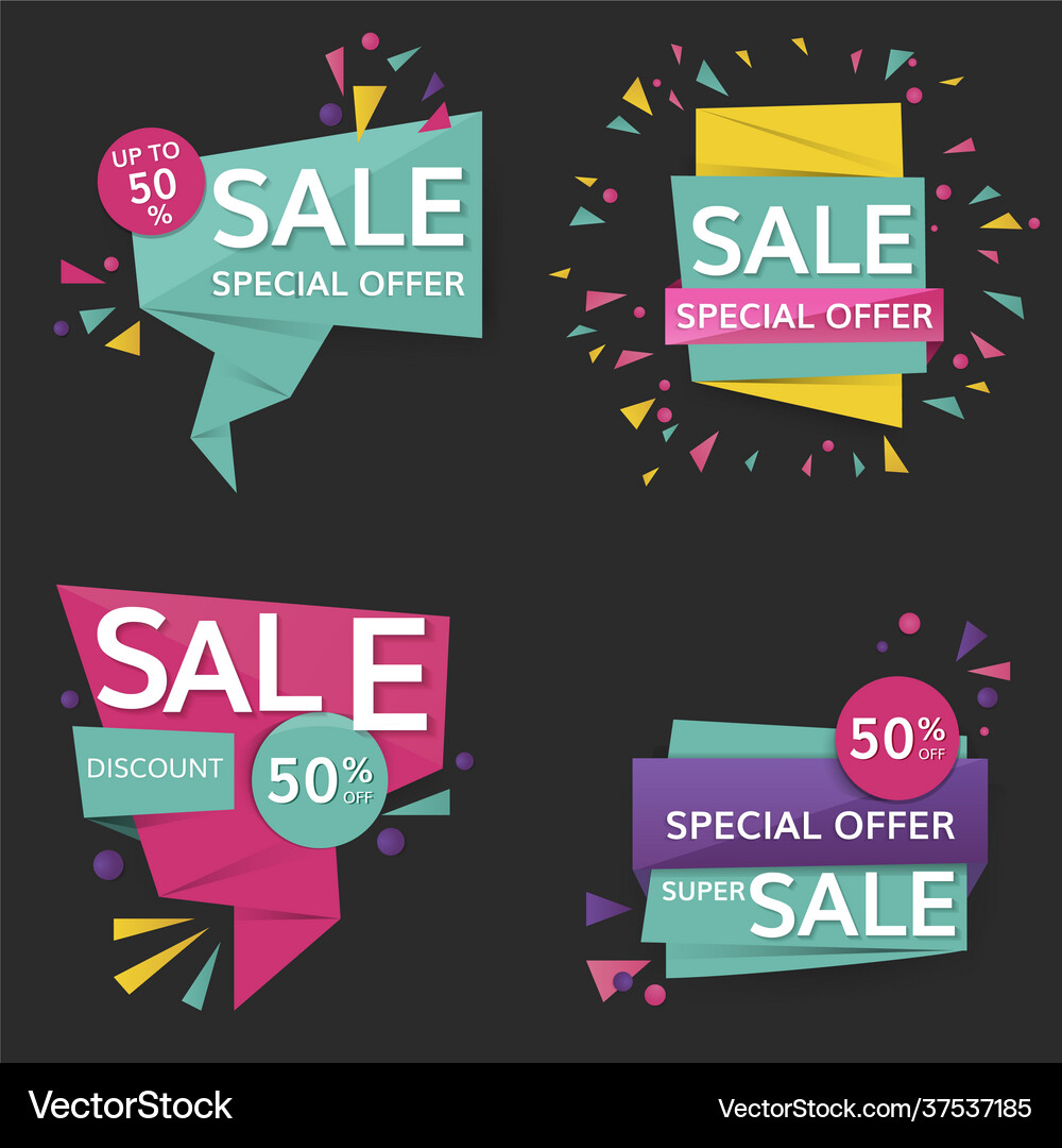 Colorful sale signs Royalty Free Vector Image - VectorStock