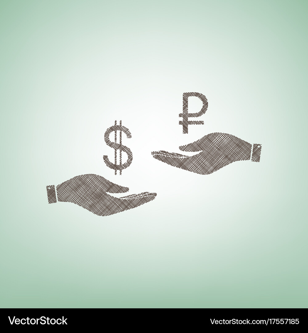 Currency exchange from hand to hand dollar Vector Image