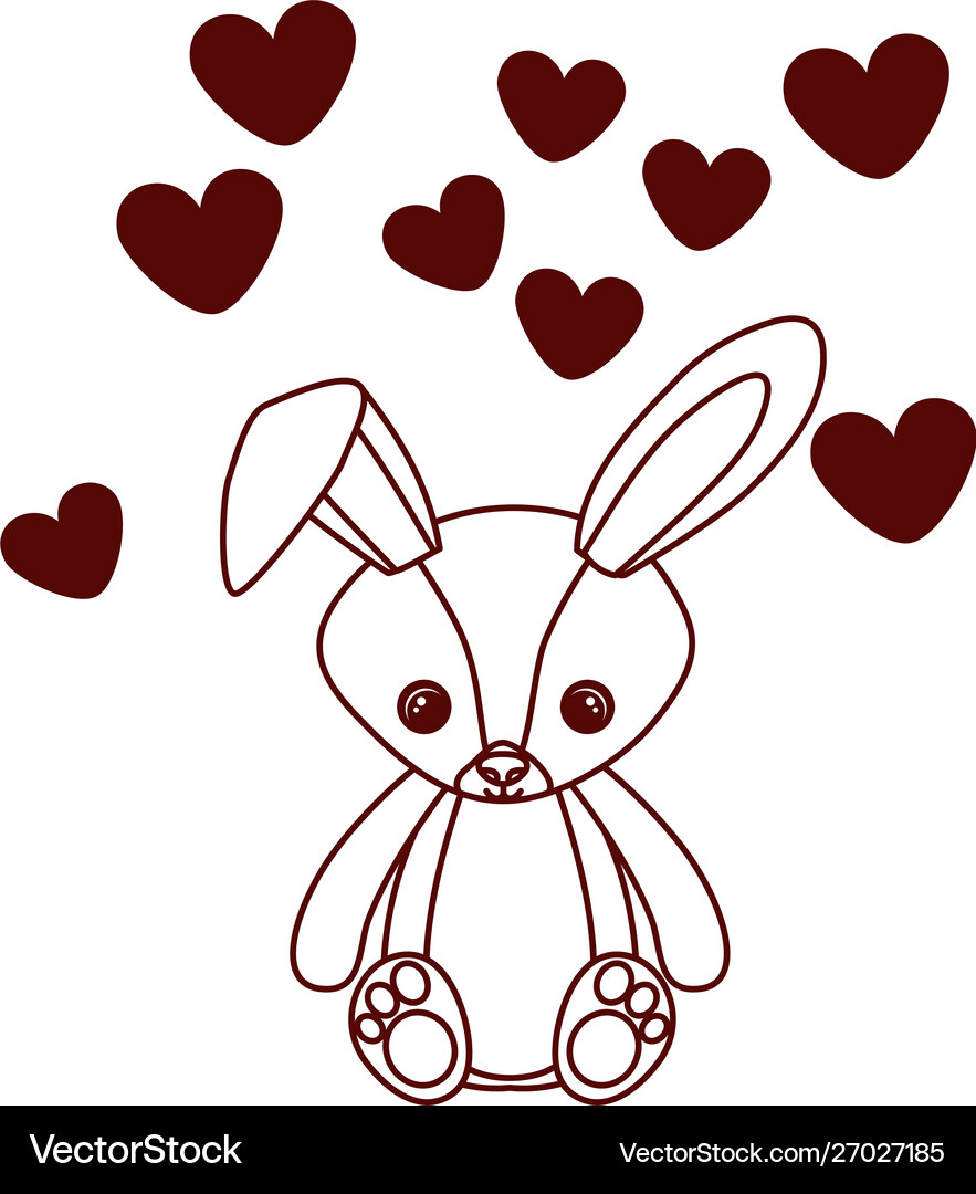 Cute rabbit stuffed with hearts love Royalty Free Vector