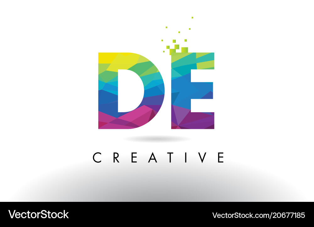 De d e colorful letter origami triangles design Vector Image