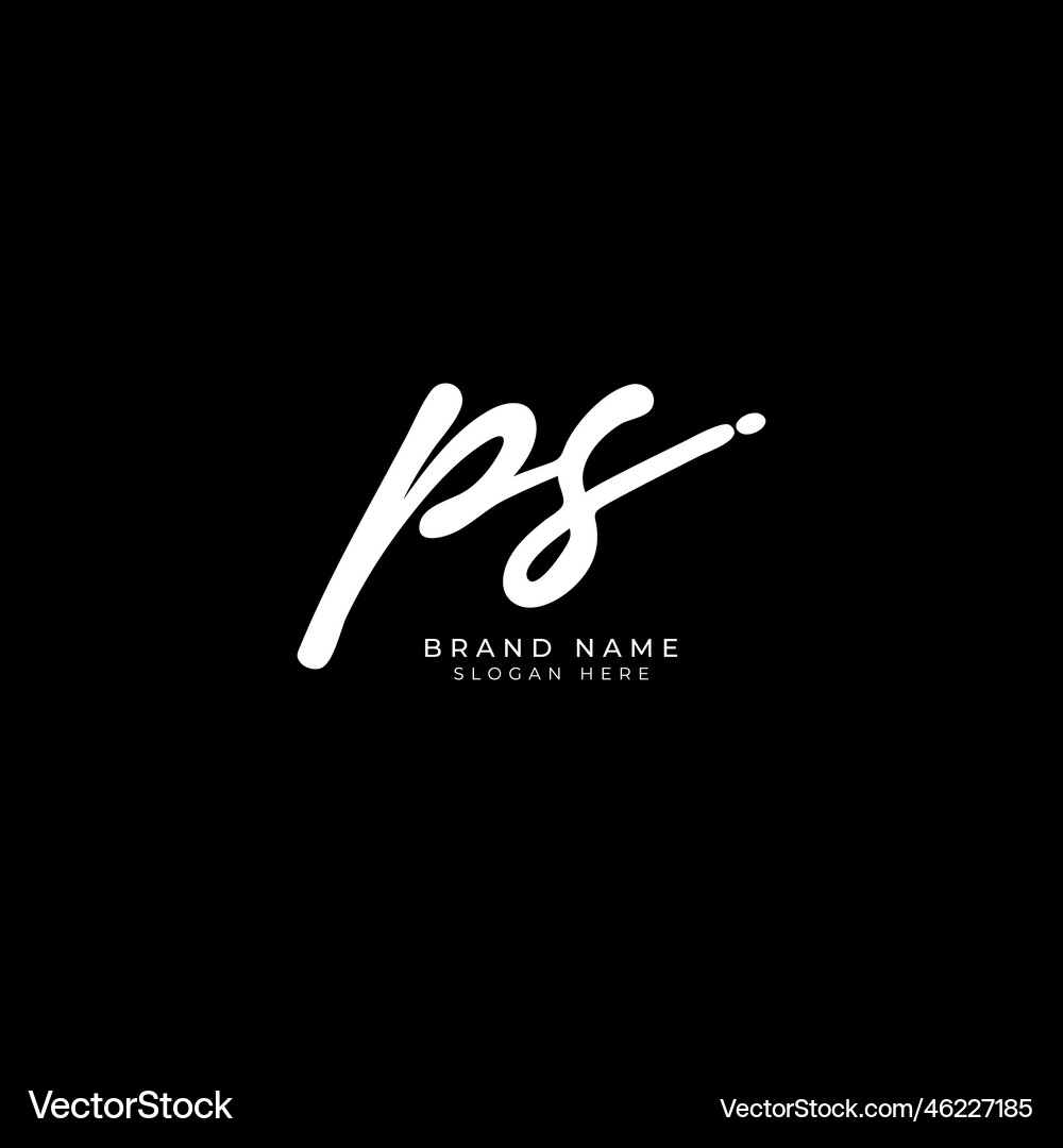 Elegant P, S, PS Initial Signature Logo Royalty Free Vector