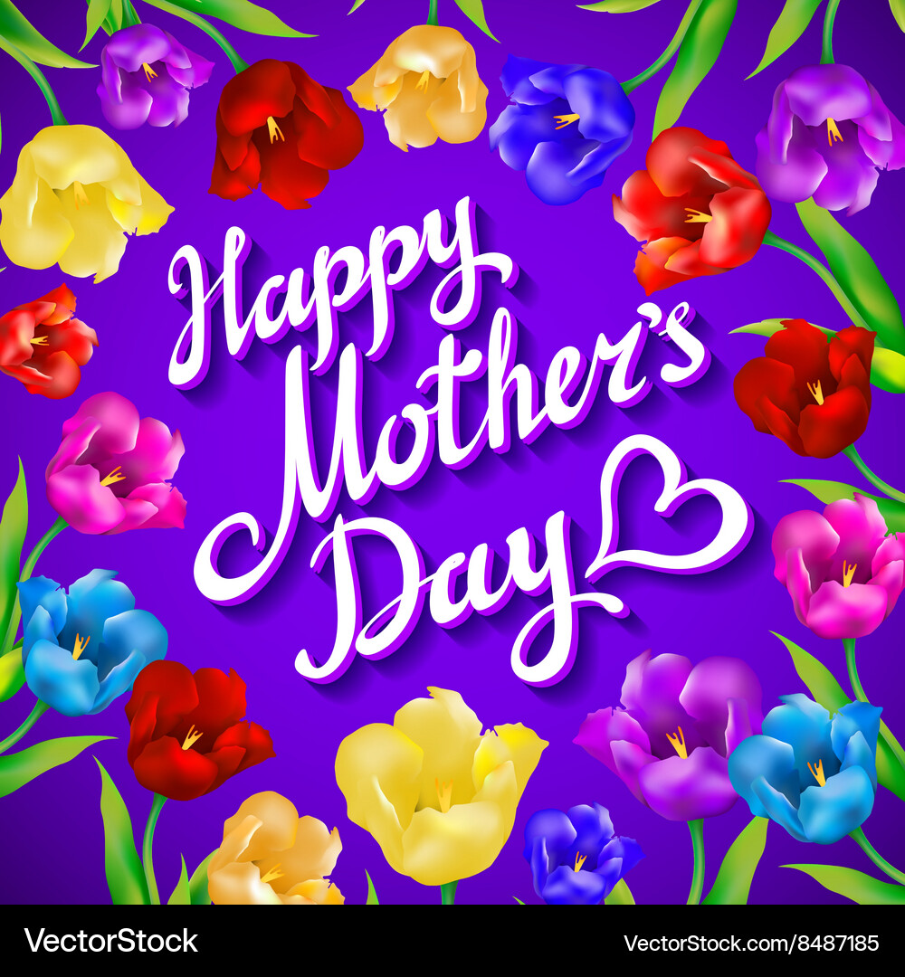 Gift card for mothers day with spring flower Vector Image