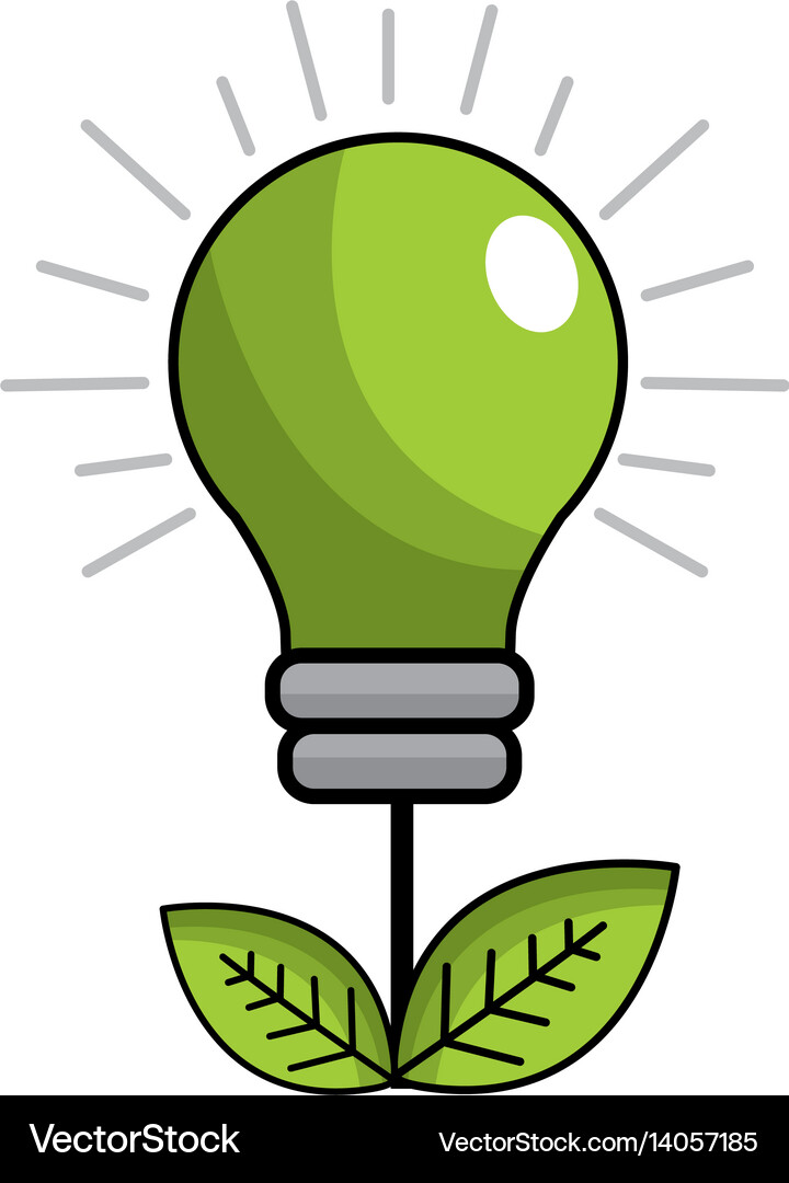 Green energy bulb with leaves icon Royalty Free Vector Image