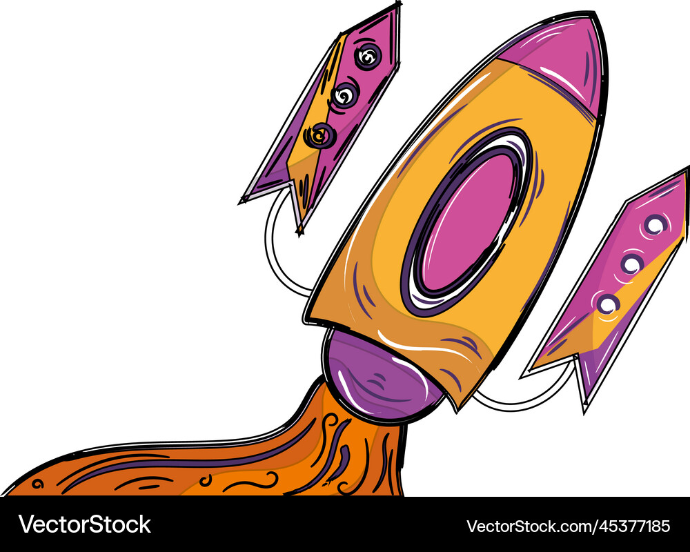 Isolated chalkboard sketch of a space rocket Vector Image