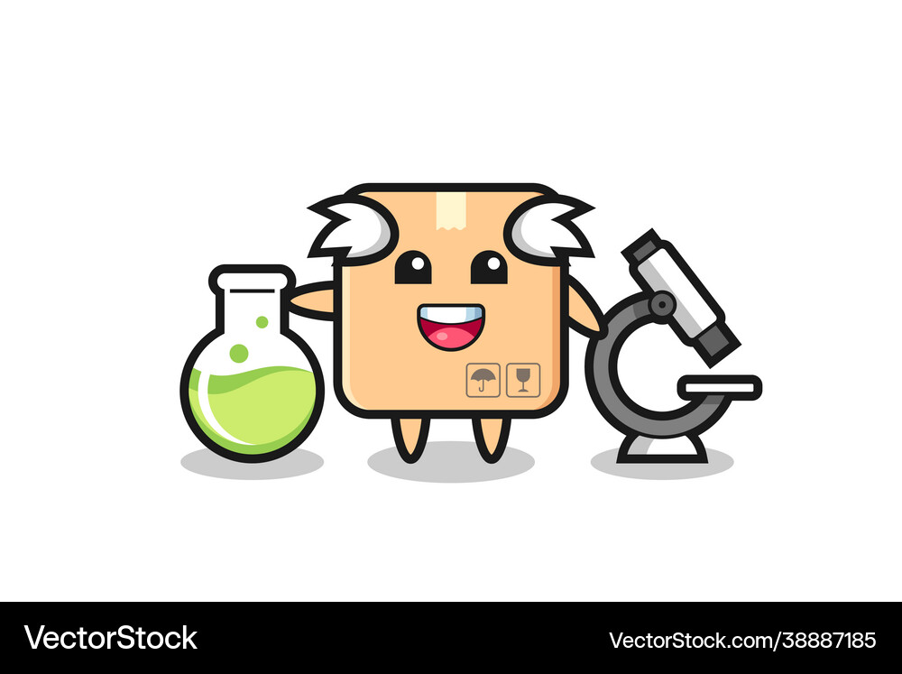 Mascot character cardboard box as a scientist Vector Image
