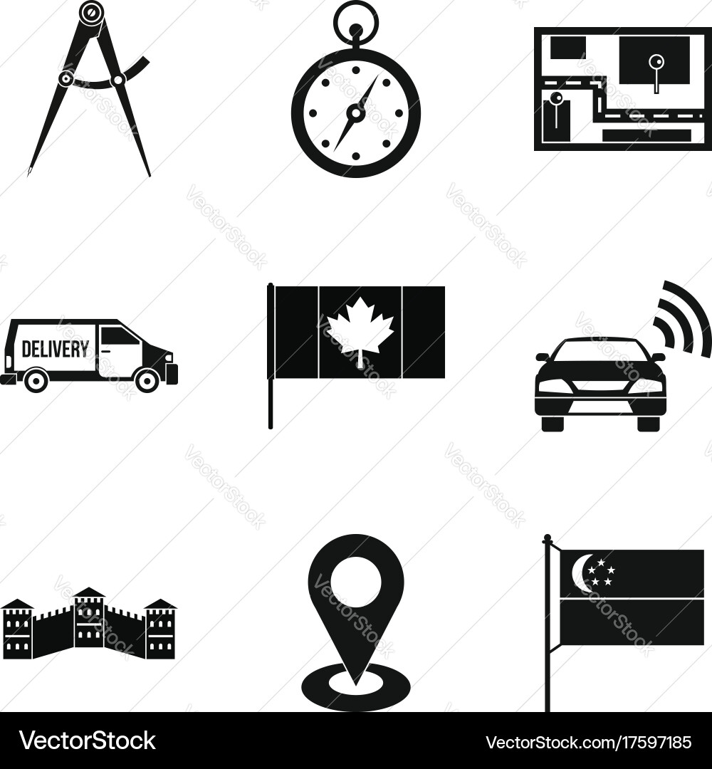 Natural ground icons set simple style Royalty Free Vector