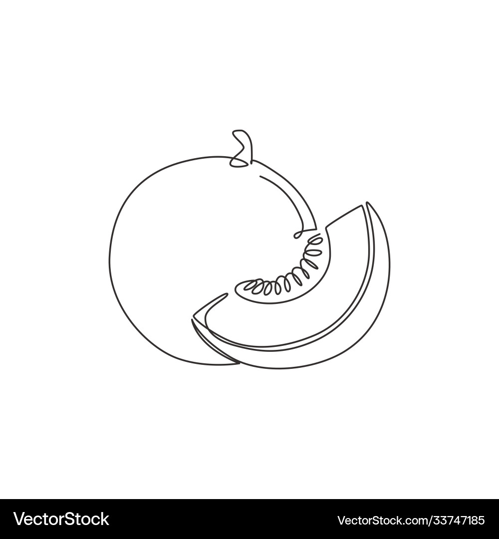 One single line drawing whole and sliced healthy Vector Image