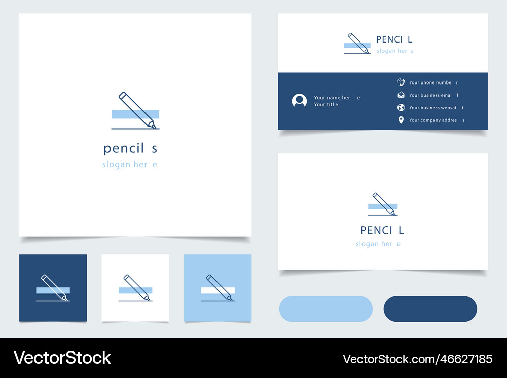 Pencils logo design with editable slogan branding Vector Image