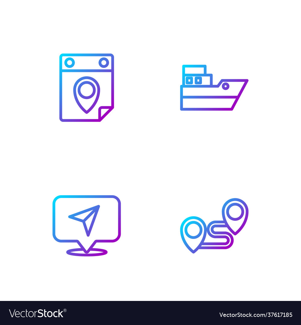 Set line route location infographic city map Vector Image