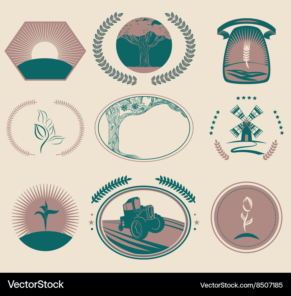 Set of bio farm labels Royalty Free Vector Image