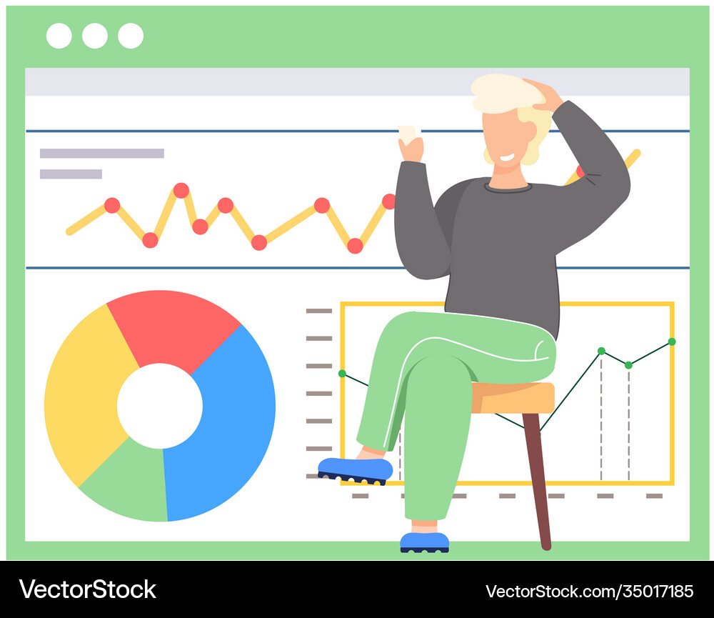 Smiling guy sits with cards in his hands man Vector Image