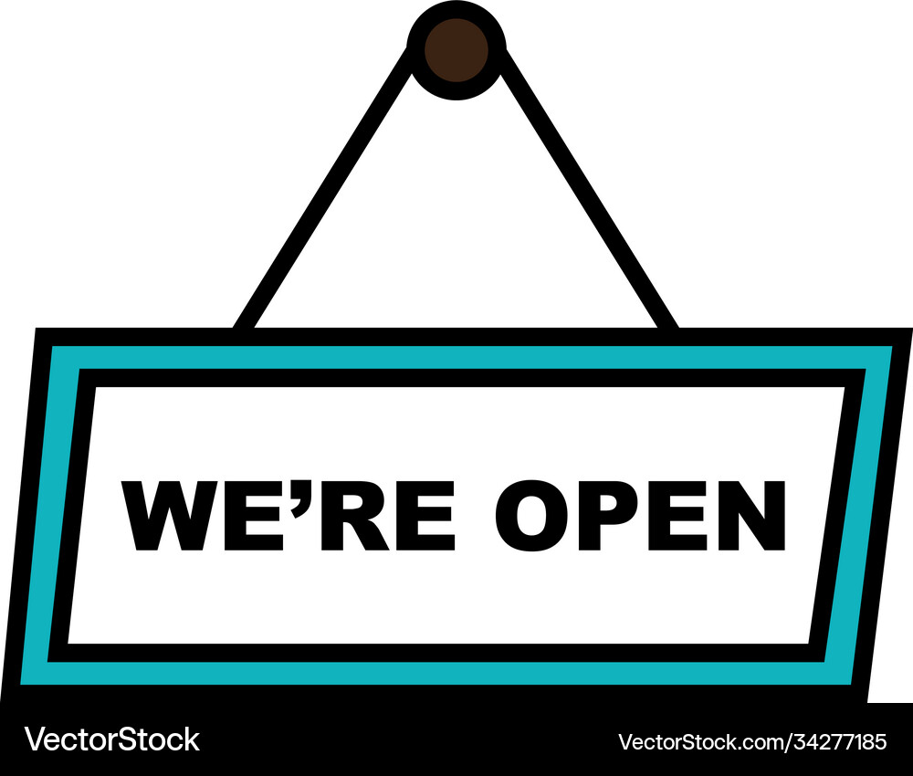 We are open banner line and fill style icon Vector Image