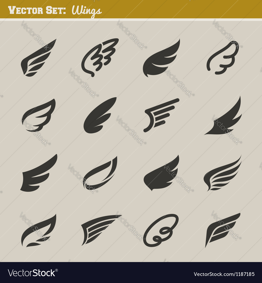 Wings - set design elements Royalty Free Vector Image