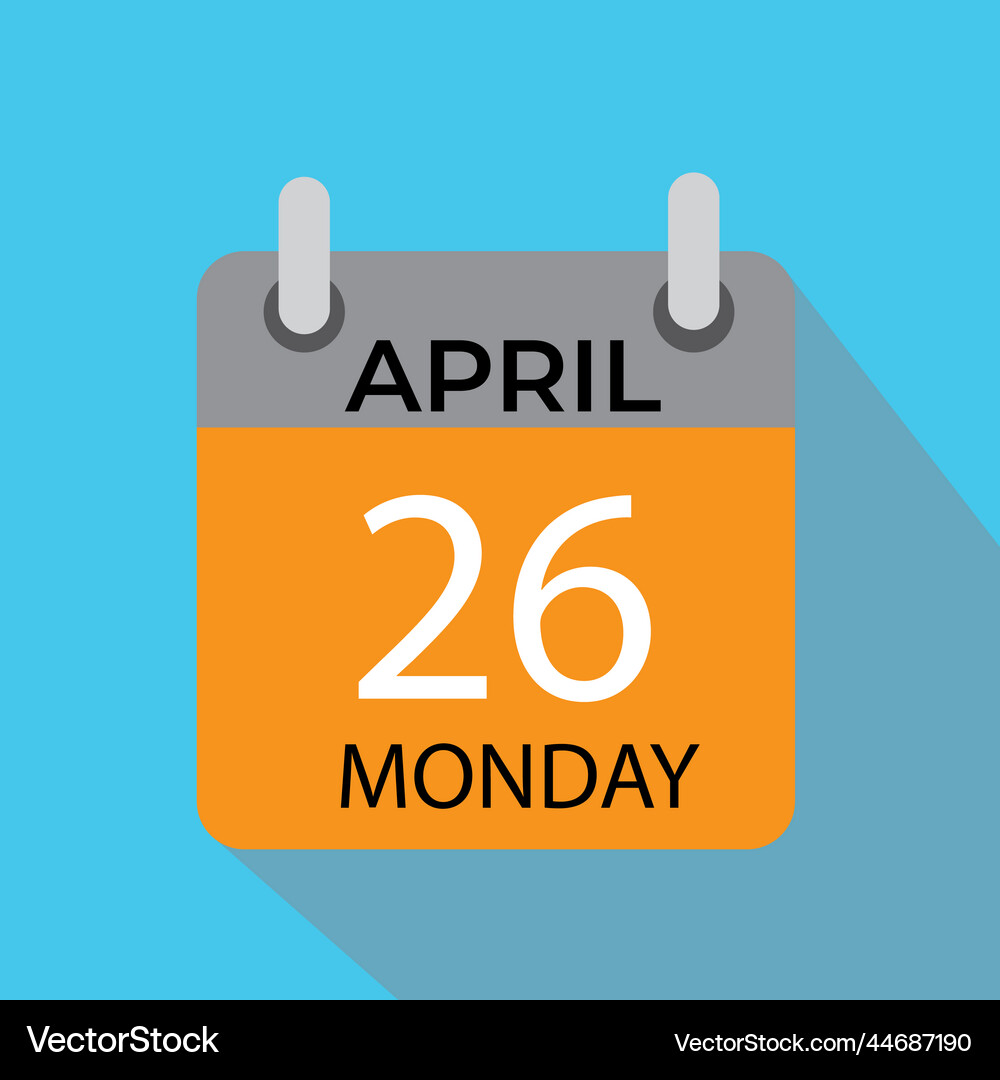 April 26 flat daily calendar icon Royalty Free Vector Image