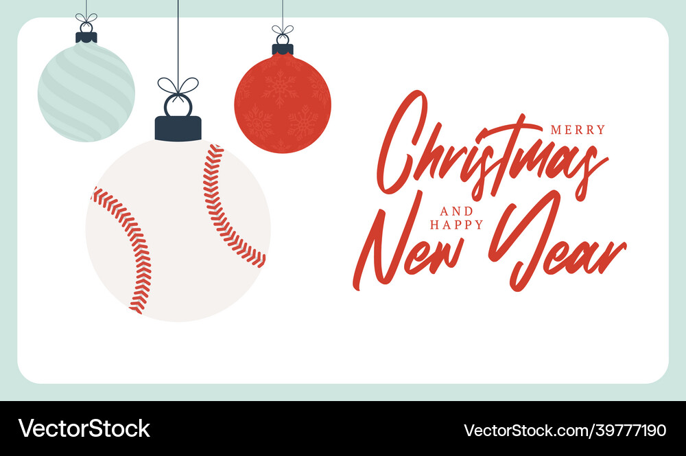 Baseball christmas greeting card merry Royalty Free Vector