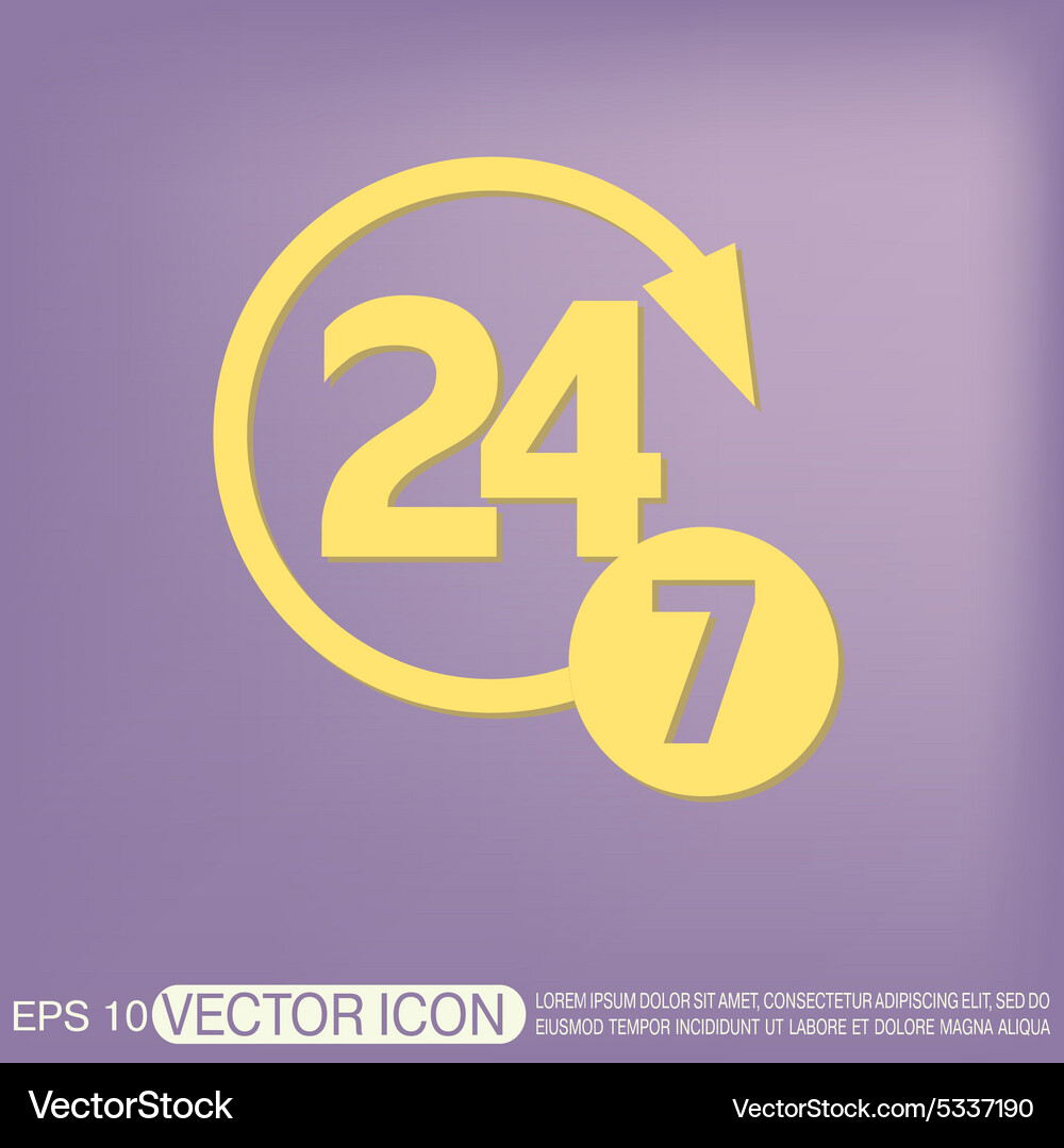Character 24 7 open 24 hours a day and 7 days Vector Image