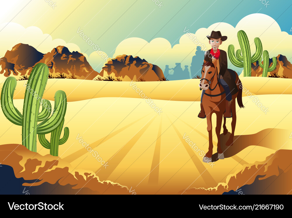 Cowboy riding a horse Royalty Free Vector Image
