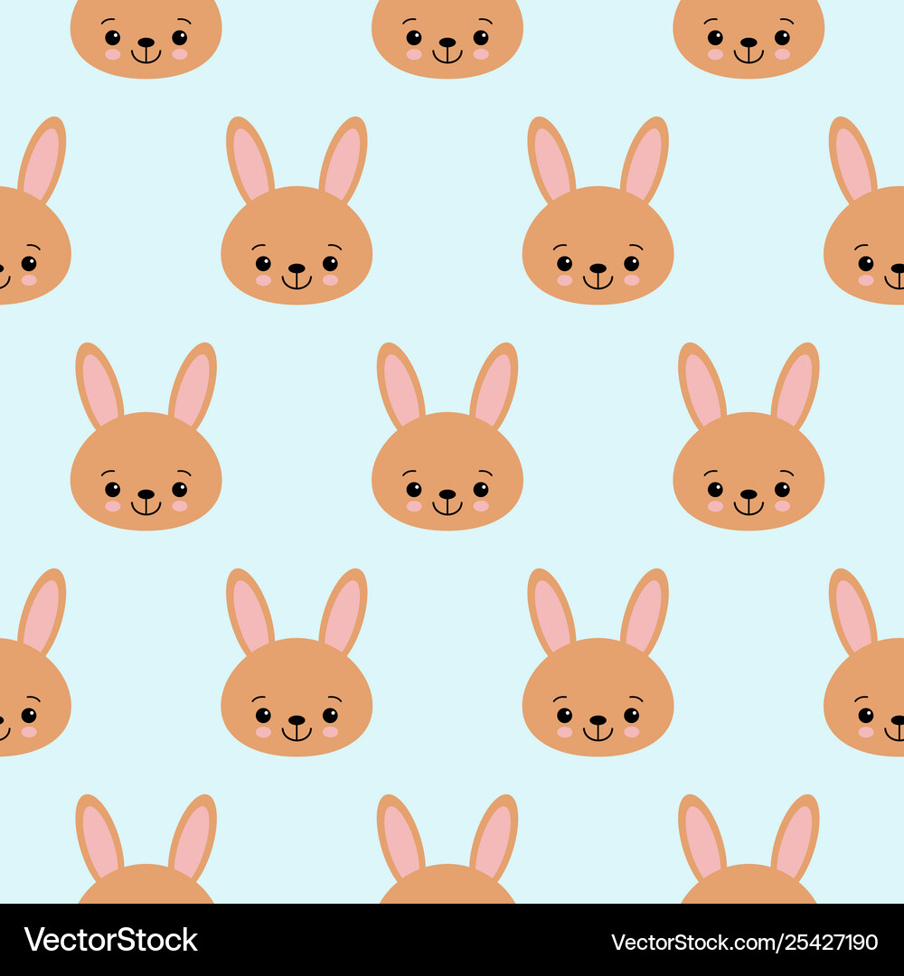 Cute baby pattern with little bunny cartoon Vector Image