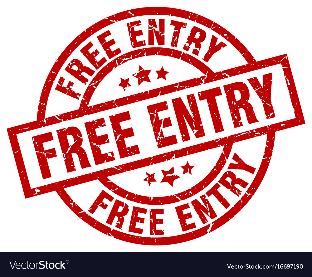 Free entry round red grunge stamp Royalty Free Vector Image