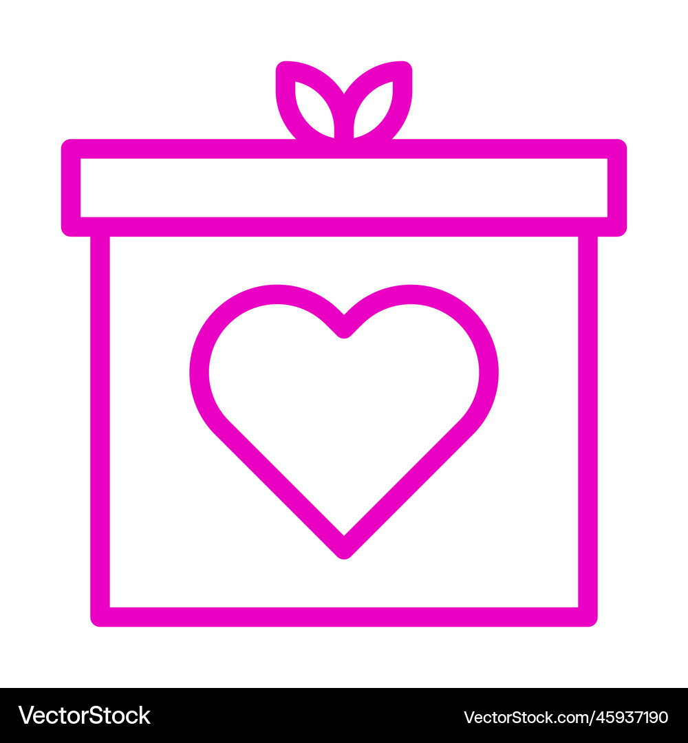 Gift icon outline pink style valentine element Vector Image
