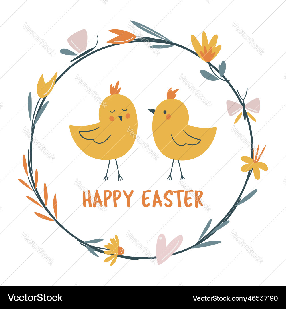Happy easter card hand-drawn design of spring Vector Image