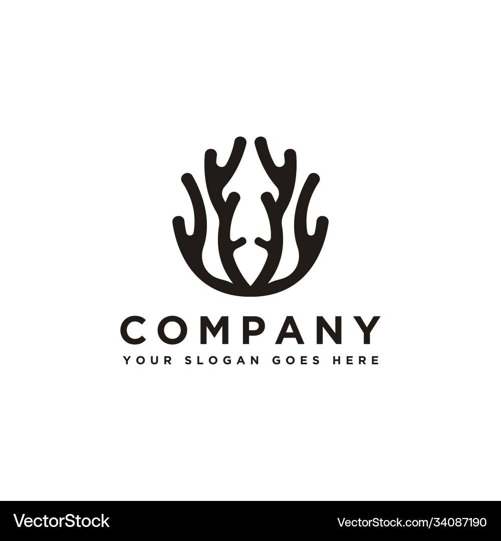 Minimalist reef coral logo icon template Vector Image