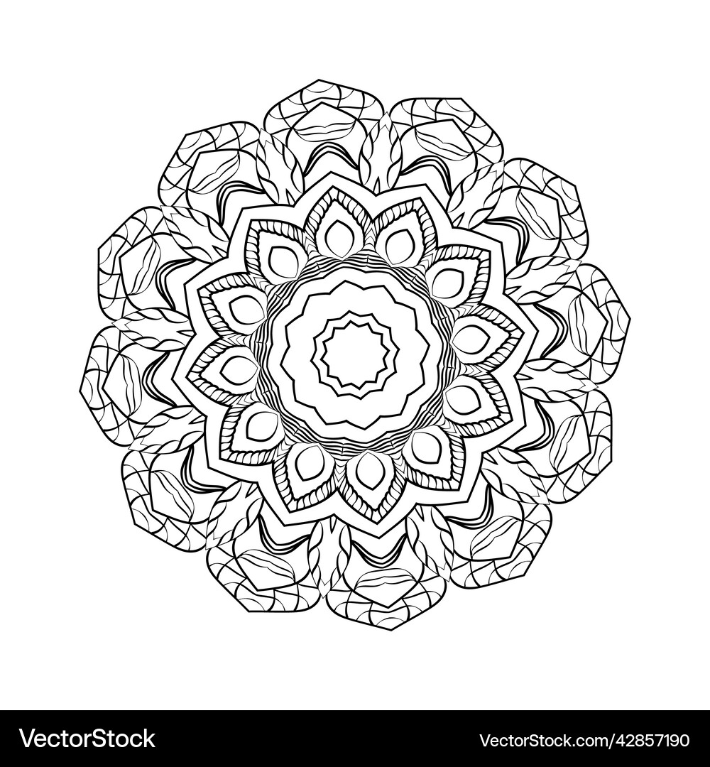 Round mandala for design coloring book page Vector Image