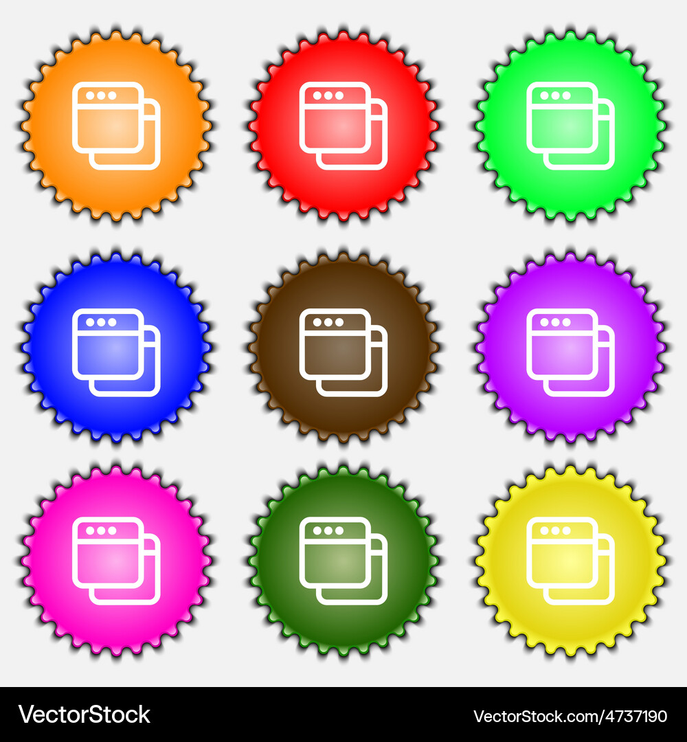 Simple browser window icon sign a set of nine Vector Image