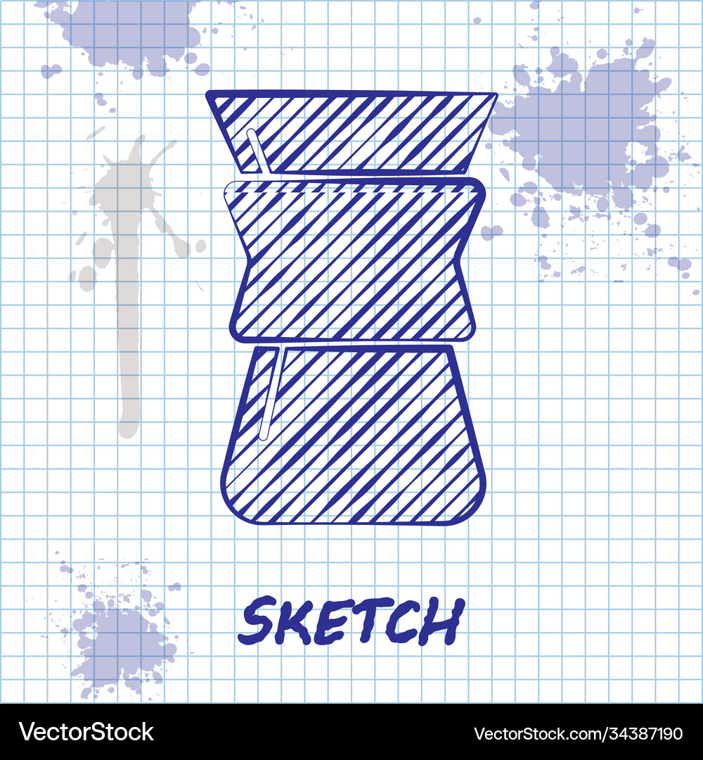 Sketch line chemex icon isolated on white Vector Image