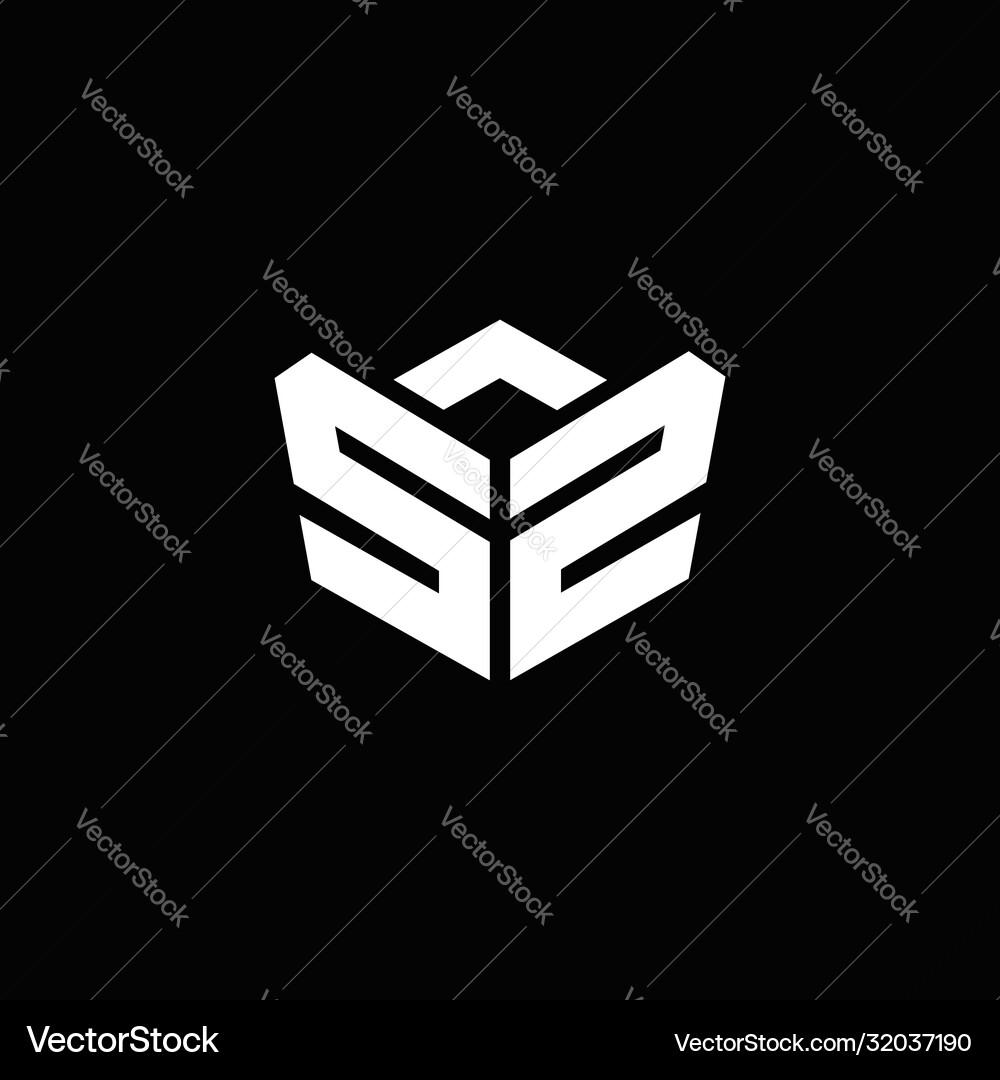 Sz logo monogram with emblem style ribbon design Vector Image