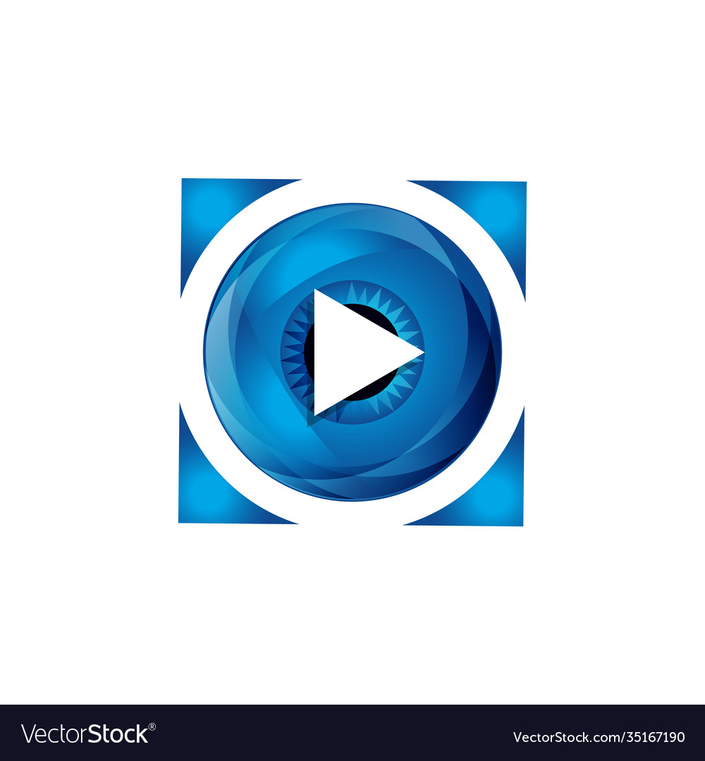 Tech media play button logo design icon Royalty Free Vector Tech media play button logo design icon Royalty Free Vector